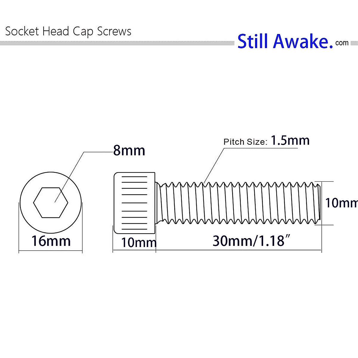 10 Pcs M10-1.5 x 30mm Hex Socket Head Cap Screws, 12.9 Grade Alloy Steel, Allen Socket Drive, Black Oxide Finish, Machine Thread，Full Thread （10 Pcs M10-1.5 x 30mm）