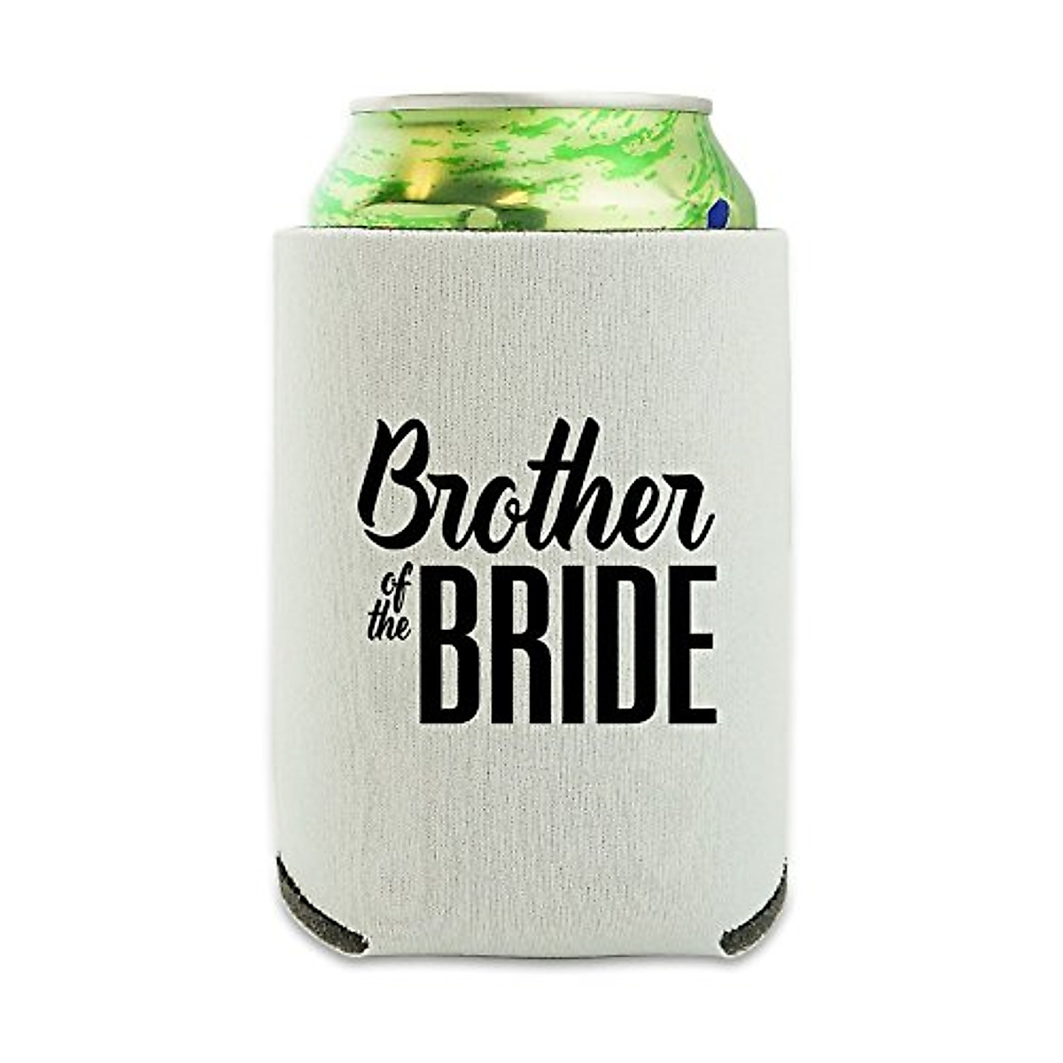 Brother of the Bride Wedding Can Cooler - Drink Sleeve Hugger Collapsible Insulator - Beverage Insulated Holder