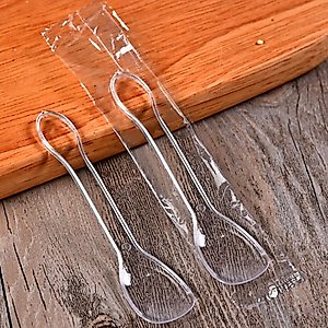100 Pieces Disposable Desserts Scoops, Independent Packaging Cake spoon, Durable Strong Plastic Yogurt pudding spoon, Ice cream spoon (Clear)