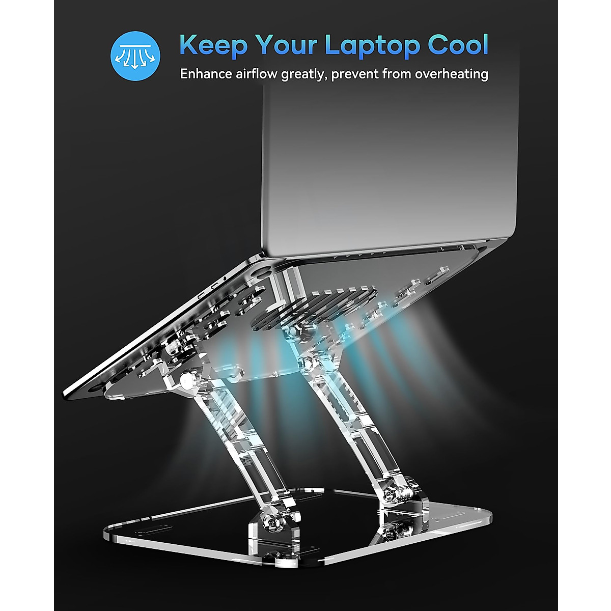 Lpoake 𝟮𝟬𝟮𝟯 𝗨𝗽𝗴𝗿𝗮𝗱𝗲𝗱 Acrylic Laptop Stand for Desk Clear Laptop Riser Adjustable Height White Computer Stand for Laptop Compatible with 10 to 15.6 Inches Laptops(Transparent)