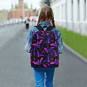 MNSRUU Student Backpack for School Purple Bat Gothic Laptop Backpack Aesthetic Girls Boys School Bookbags Casual Daypack Backpack Fits 15.6 Inch Laptop