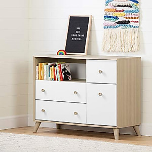 South Shore Yodi Changing Table with Drawers, Soft Elm and White