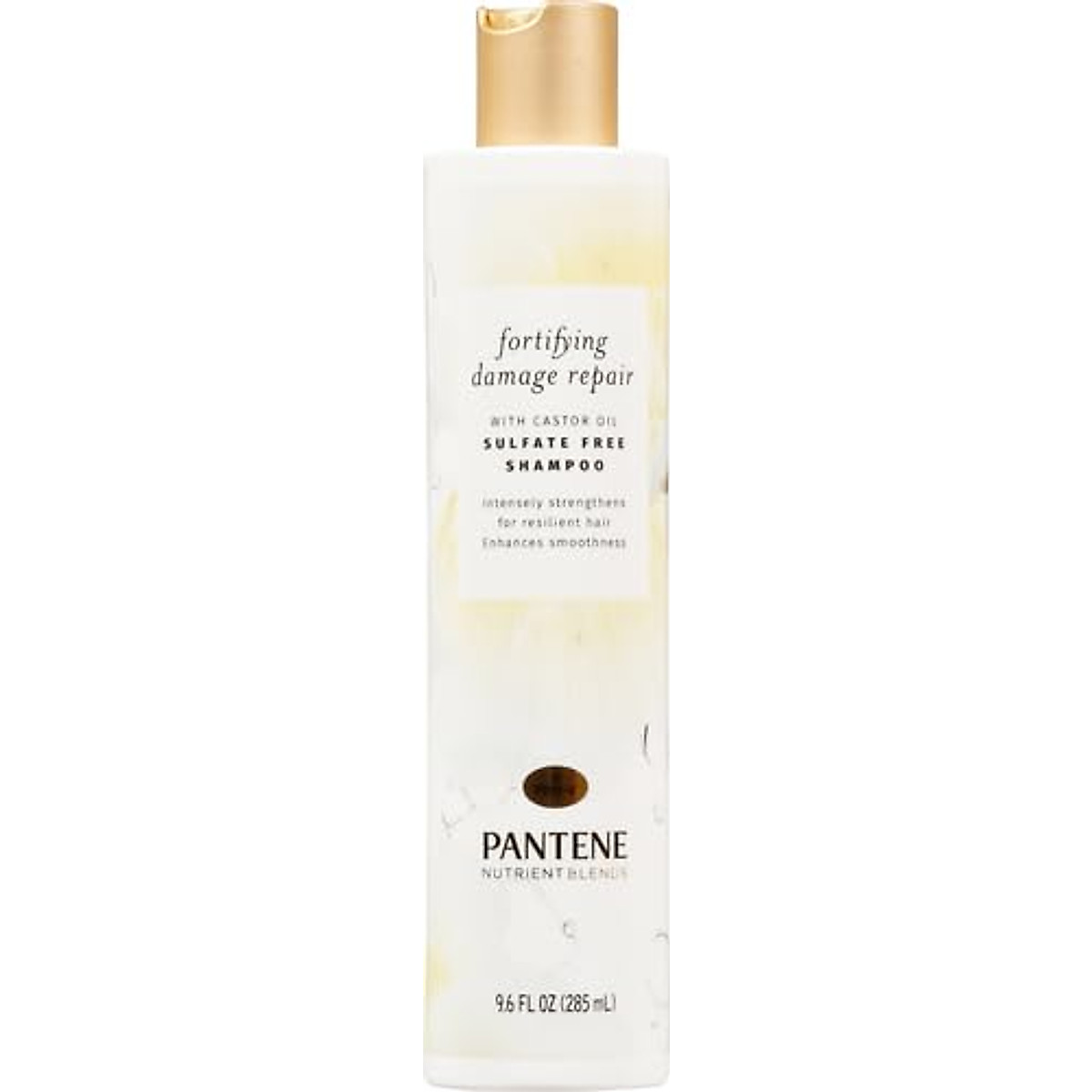 Pantene Sulfate Free Shampoo with Castor Oil, Nutrient Blends Fortifying Damage Repair, 9.6 Fl Oz