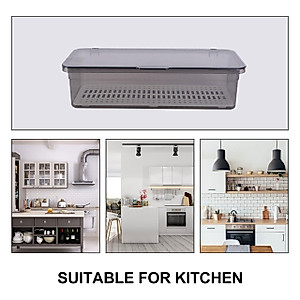 Housoutil Flatware Tray with Lid, Kitchen Drawer Organizer, Kitchen Cutlery Tray and Utensil Drawer Organizer with Cover, Countertop Silverware Storage Container (Black)