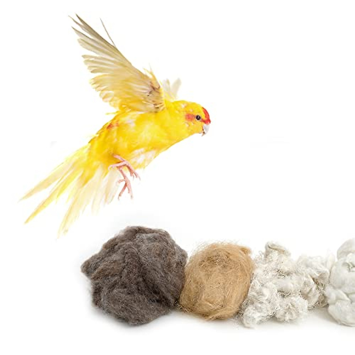 Glaciart One Premium Bird Nesting Material (2.1oz) Small Animal Bedding|Natural Wool, Silk, Cotton & Jute Nesting Materials for Birds, Perfect for Nest Building for Bird Cage or Hamster Bedding