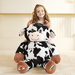 EARTHSOUND Giant Cow Stuffed Animal Plush Toy,Large Jumbo Cute Soft Toys,Big Size Huge Fluffy Plushy Oversized Fat Plushie,Gifts for Kid