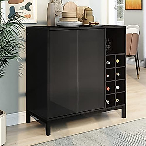 LUMISOL Kitchen Sideboard Buffet for Storage with Door and Wine Cabinet Wood Sideboard Bar Cabinet for Living Room Dining Room Buffet Server Cupboard Wine Cabinet with Storage
