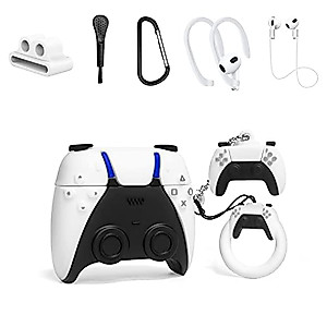 Alquar Game Controller Case for Airpods 3rd -2021, Unique PS5 Fashion Cool Shockproof Silicone Accessories Protective Skin Cover Teens Girls Boys with Keychain/Lanyard/Ear Hooks (NARF5_00549)
