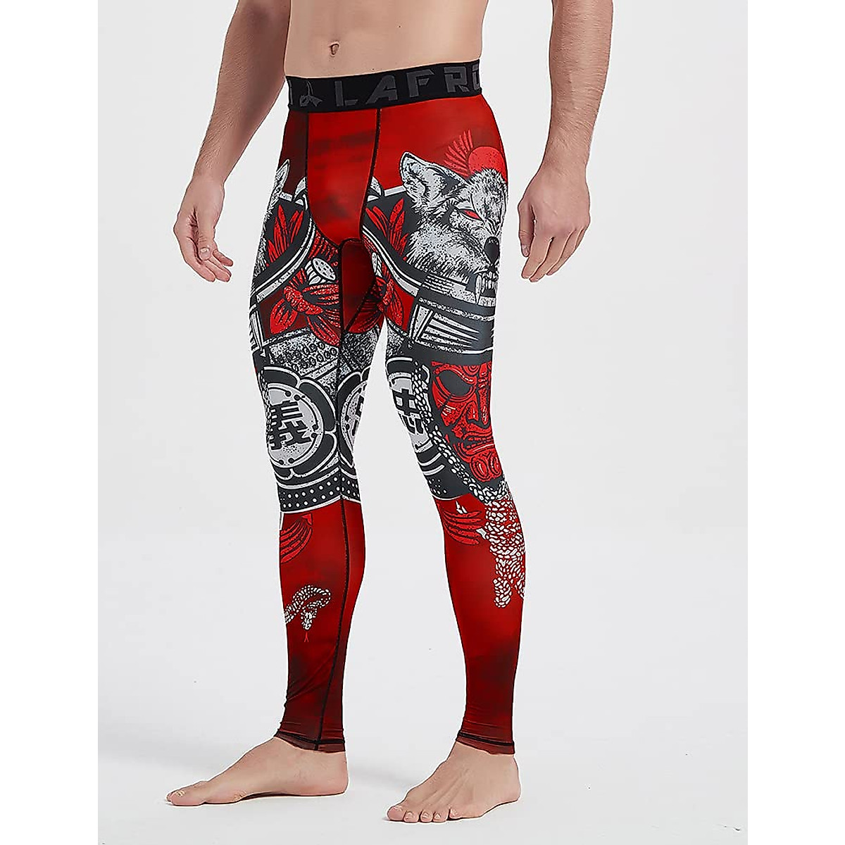 LAFROI Men's 2-Pack Quick Dry Cool Compression Fit Tights Leggings Waistband-YSK08 Warrior Size MD