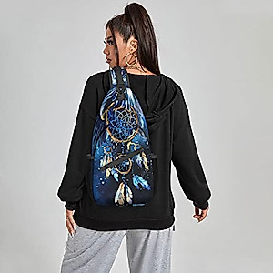 Dujiea Crossbody Backpack For Men Women Sling Bag, Dream Catcher With Eagle Chest Bag Shoulder Bag Lightweight One Strap Backpack Multipurpose Travel Hiking Daypack