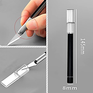 TOKIMMASH Craft Knife Hobby Knife Exacto Knife with Heavy Die-Casting, Precision Knife for Handicrafts, Blade Precision Cutting Knife for Cutting, Carving, 5 Replacement Blades (Black)