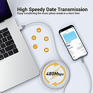 iPhone 13 14 Charger Cord - 3 Pack 3/6/10 ft MFi Certified Lightning Cable Nylon Braided Fast Charging Syncing Cord Compatible with iPhone 14 13 12 Pro Max 11 X Xs XR 8 7 6 Plus Mini iPad Airpods Gray