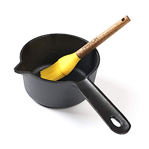 HAWOK 4.9 inch Cast Iron Melting Pot Sauce Pan with Brush,19.4 oz,…