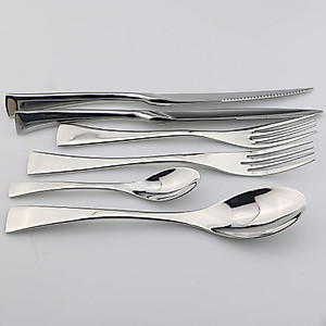 JANKNG 18/10 Stainless Steel Flatware Set, Serrated Steak Knife, Mirror Polishing Silver, Service for 4