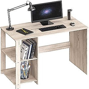 SHW Home Office Computer Desk with Shelves, Maple