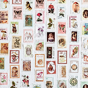 BLEDS 400PCS Vintage Journaling Supplies Pack, Scrapbook Paper Kit Aesthetic Scrapbook Paper Set Postage Stamp Stickers for Junk Journals Planner Retro Craft
