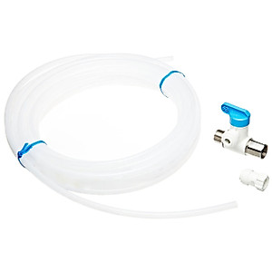 John Guest Ice Maker Connection Kit with Angle Stop Adapter Valve, Push to Connect Plastic Plumbing Fittings, White, ICE MAKER KIT