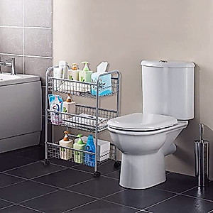 3 Tier Kitchen Island Cart on Wheels Sliding Sink Organizer Rolling Stand Racks