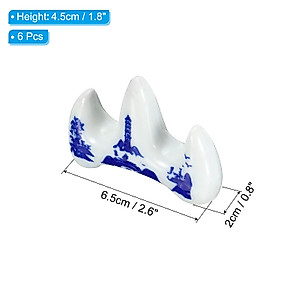 PATIKIL Calligraphy Brush Holder, 6 Pack 2 Ports Medium Ceramic Chinese Calligraphy Brush Rest for Writing Painting Pen Brush Rack Holder Tool, White