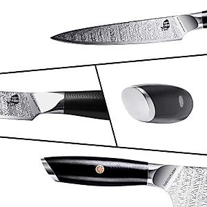 TUO Kitchen Utility Knife, 5 inch Paring Knife, Forged AUS-8 Japanese Steel, Non-Serrated Steak Knife, Ergonomic G10 Full Tang Handle with Gift Box, Falcon S Series