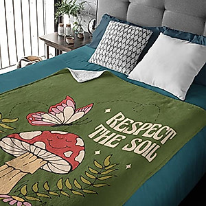 A Mushroom and A Butterfly with The Quote Respect The Soul Throw Blanket Lightweight Soft Plush Fluffy Flannel Blankets for Couch Bed Sofa (XS 30"x40" Inch for Toddler/Puppy)