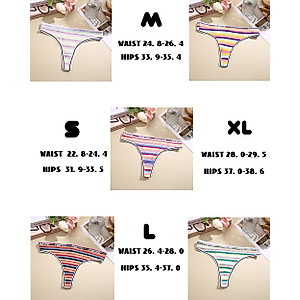 FINETOO Cotton Thongs for Women Sexy Soft Breathable Thong Underwear Low Rise Colorful Stripes Hipster Panties 5 Pack(5AL)