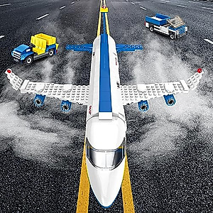 WINGIFT 491 Piece City Passenger Airplane Building Set, 6 IN1 Airplane Bricks Toy-Airbus, Creative Building Projects with Shuttle Bus, Baggage Truck, Top STEM Toy for Boy and Girl Ages 6 7 8+