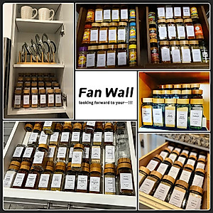 DIMBRAH Spice Jars with Label-4oz 24Pcs, Glass Spice Jars with Bamboo Lids,Spices Container Set with White Printed Spice Labels,Kitchen Empty Spice Jars with Shaker Lids