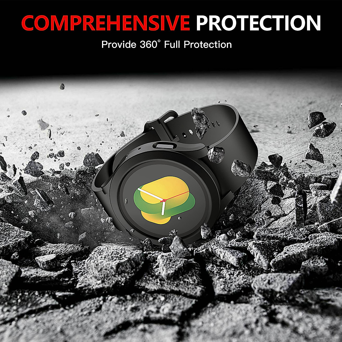 Misxi 2-Pack Hard PC Case with Screen Protector for Samsung Galaxy Watch 5 Galaxy Watch 4 40mm, Ultra-thin Scratch Resistant Cover with Tempered Glass, Black