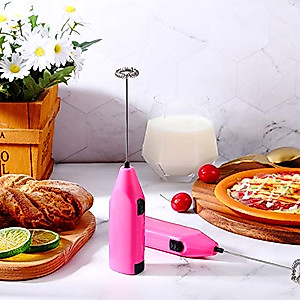 2 Pieces Hand-Held Electric Tumbler Stirrer, Electric Tumbler Mixer, Battery-Operated Epoxy Resin Stirrer, Hand-Held Coffee Frother Electric Tumbler Whisk for Coffee, Egg, Milk, Pink without Battery