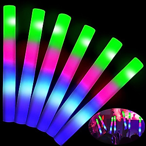 TURNMEON 32 Pcs Giant 16 Inch Foam Glow Sticks Party Supplies Favors 3 Modes Color Changing Led Light Sticks Glow Batons Glow In The Dark Accessory for Birthday Wedding Concert Party Sport Events