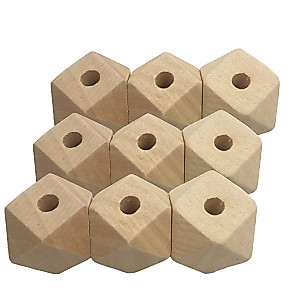 Alenybeby Organic Wooden Geometric Hexagon Beads Accessory 20mm Ecofriendly Wood Faceted Beads DIY Craft Jewelry (20mm-20pcs)