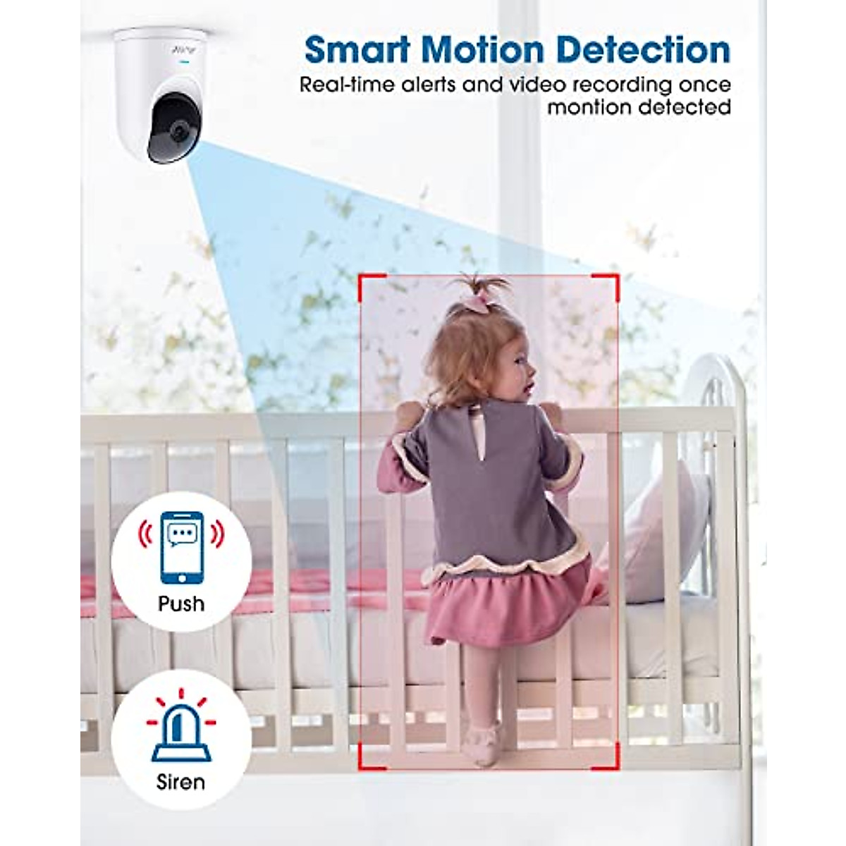 Security Camera for Baby Monitor, 2K Wi-Fi Cameras for Home Security, Indoor Camera Wireless with Phone APP, 2-Way Audio, Motion Detection, Night Vision