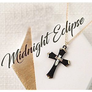 Black Cross in a Cross Pendant Necklace, 12k Green and Rose Black Hills Gold 18 Inches