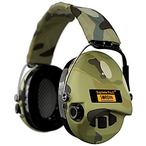 Sordin Supreme Pro-X LED Ear Defenders for Hunting & Shooting - Active & Electronic - Camo Band - Camo Ear Muffs