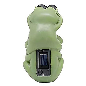 Juliahestia Garden Decor Frog Outdoor Statue – Solar Figurines Funny Cute Animal Sculptures Porch Outside Decorations for Yard Lawn Patio Ornaments Waterproof Gifts