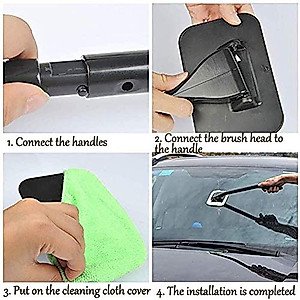 STEVE YIWU Car Window Cleaner, Windshield Cleaning Tool Auto Glass Cleaner Wiper Cars Interior Exterior Window Glass Cleaning Tool, Come with 4 Pads Washer Towel and 30ml Spray Bottle, Use Wet or Dry