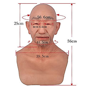 YIQI Silicone Realistic Old Man Face Silicone Mask for Cosplay Halloween Handmade Costumes (Nude)