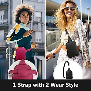 INICAT Small Crossbody Sling Bags for Women Vegan Leather Cell Phone Purse Fanny Packs for Women Men(2-IN-1-Rose)