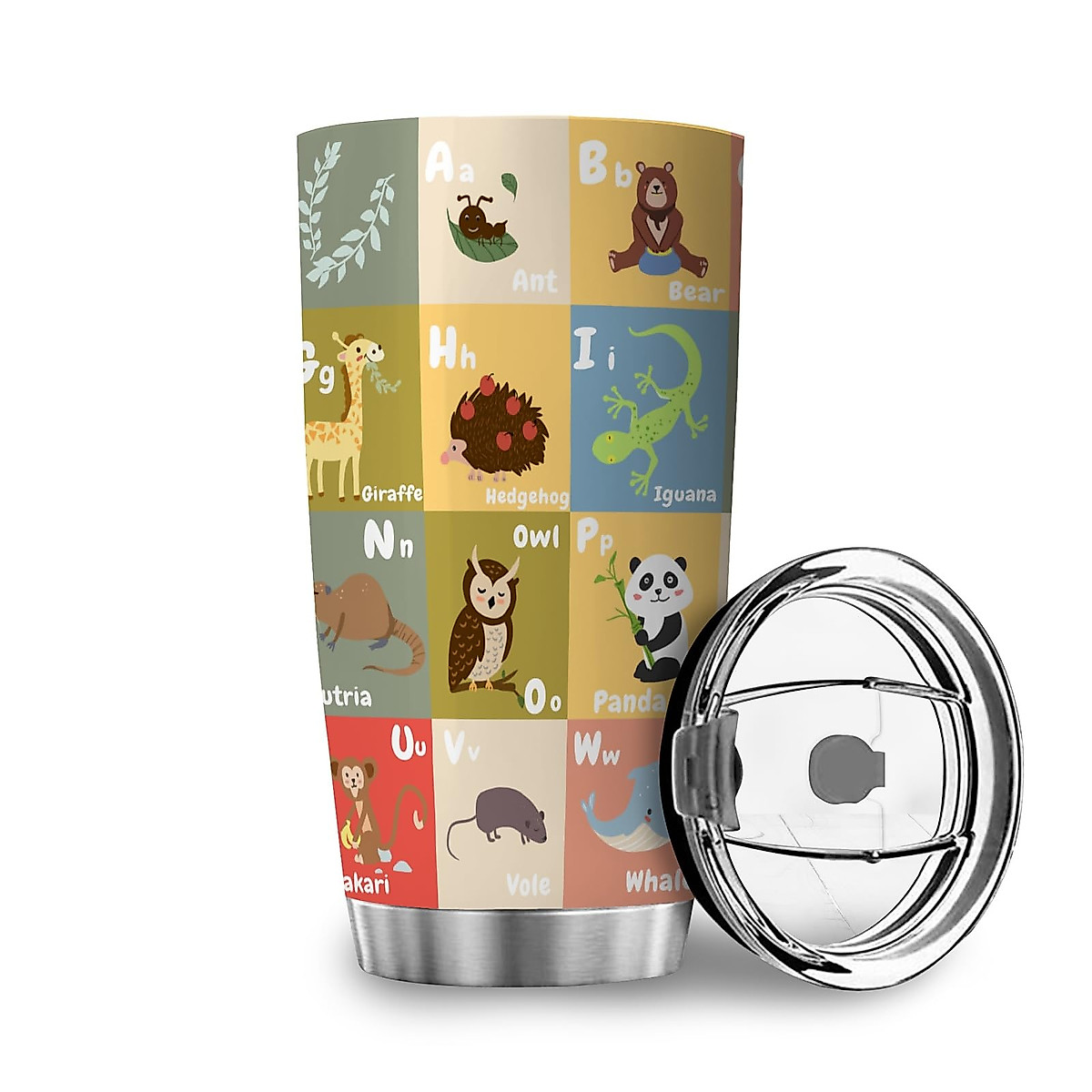 Animals Tumbler With Flip Lid Stainless Steel Coffee Cups Insulated Travel Tumbler for Hot and Cold Drinks Travel Mug for Hiking Camping Office Coffee Cups Animals 20oz
