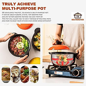 Aroplor Casserole Clay Pot Premium Ceramic Bowls With Lid Heat-Resistant Cooking Nonstick Stock Pot Soup Pot Cookware Stovetop Easy To Clean(Orange 2.65Quart,2500ml)2~6 People (Oranger)