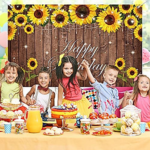 Sunflower Birthday Party Decorations Sunflower Birthday Party Backdrop Rustic Wood Sunflower Floor Cake Table Banner Background for Indoor Outdoor Birthday Party Baby Shower Decorations Supplies