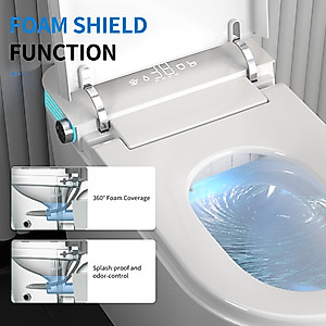 Elongated Smart Toilet with Bidet Built in, with Heated Seat，Adjustable Warm Water Washing and Air Drying, Foot Sensor,Remote and Voice Control One Piece Toilet Bidet for Bathrooms