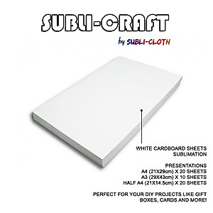 Subli-Craft Cardboard Sublimation Sheets A4 Pack 20 Units by Subli-Cloth (21cm x 29cm)