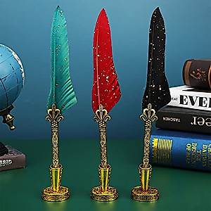 Jubapoz Feather Pen Calligraphy Pen and Ink Set Antique Writing Quill Ink Dip Pens with Sealing Stamp and Wax for Drawing, Signatures, Retro Decoration (Glittering Navy Blue)