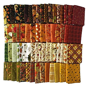 10 Fat Quarters -Autumn Fall Autumnal Nature Leaves Pumpkins Orange Red Assorted Quality Quilters Cotton Fabrics Fat Quarter Bundle
