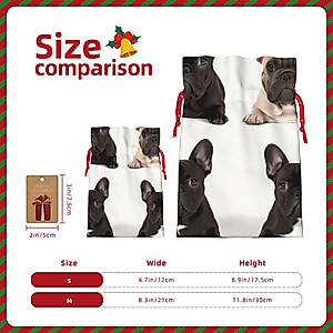 RLDOBOFE Christmas Gift Bags With Drawstring french bulldog Christmas Burlap Gift Bag Christmas Drawstring Bag for Halloween Xmas Candy Bags Reusable Xmas Present Bags for Party Decorations Holiday