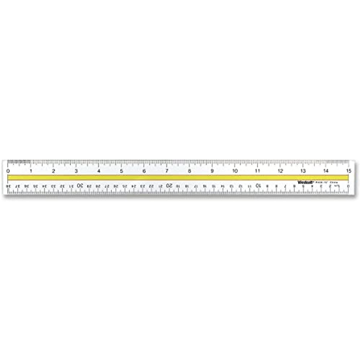 Westcott Acrylic Data Highlight Reading Ruler With Tinted Guide, 15" Clear