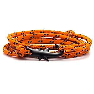 Heavstjer Fashion Plated Black Alloy Shark Tail Hook Colorful Rope Link Bracelet