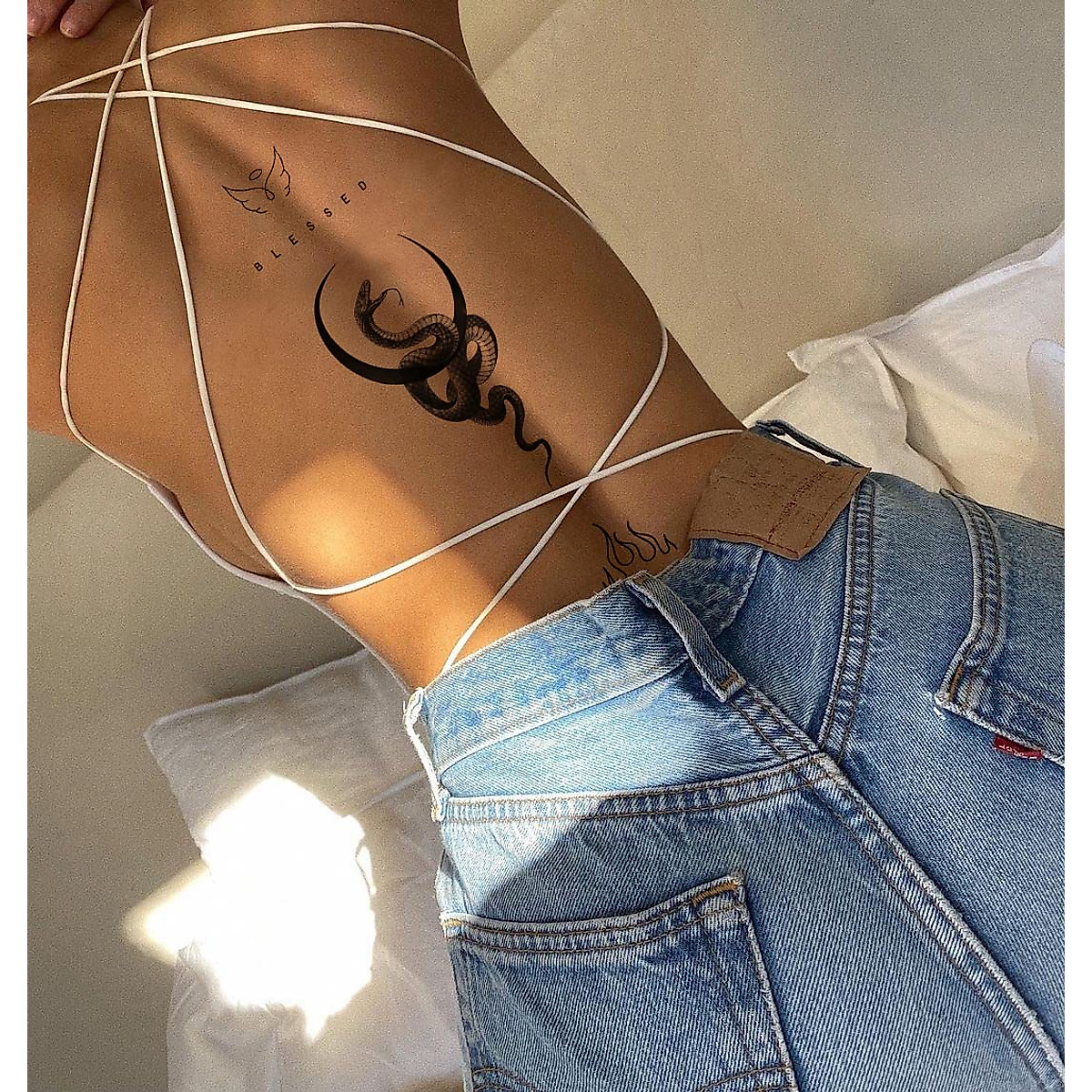 JINYOUS 22 Sheets Realistic Temporary Tattoo, 10 sheets Sexy Snake Fake Tattoos Stickers, Floral Peony Rose Tribal Viper Snake Temporary Tatoos For Women Men Adults Body Art Forearm Arm Leg